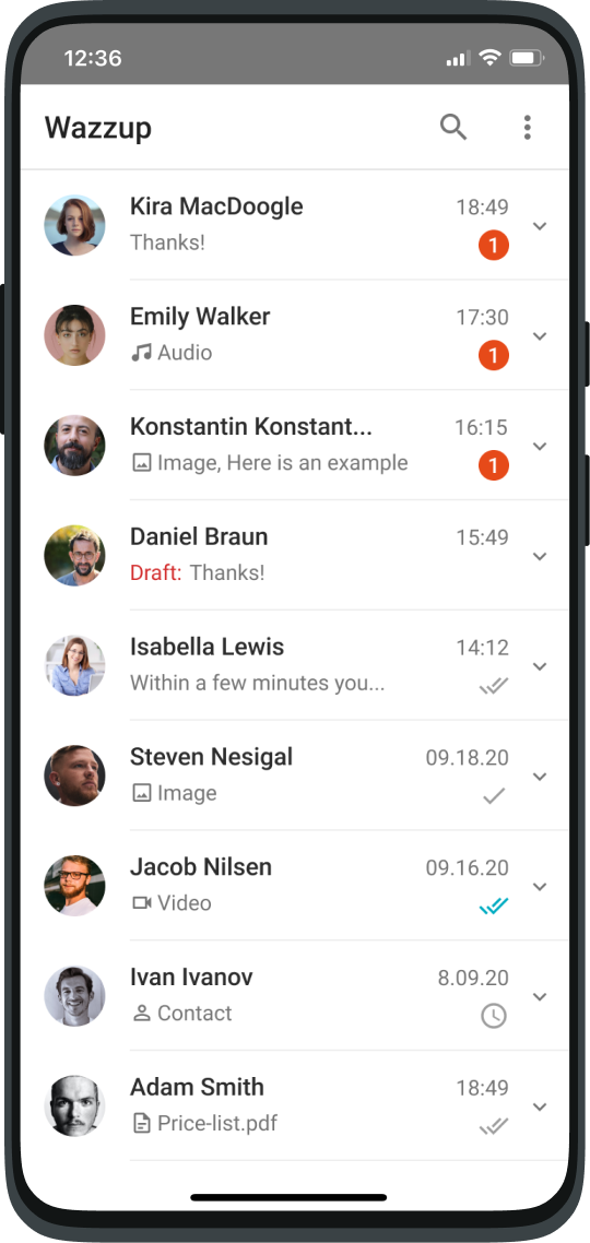 Chats in the mobile app - Wazzup Knowledge base